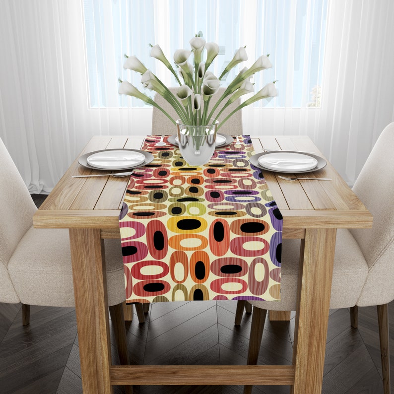 Vibrant Retro Design Table Runner Mid Century Modern Runner - Etsy