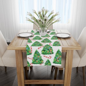 Pine Tree Table Runner Winter Kitchen Runner Christmas Tree - Etsy