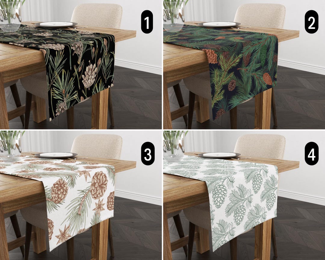 Pine Cone Table Runner, Rustic Pinecone Design Custom Kitchen Runner ...