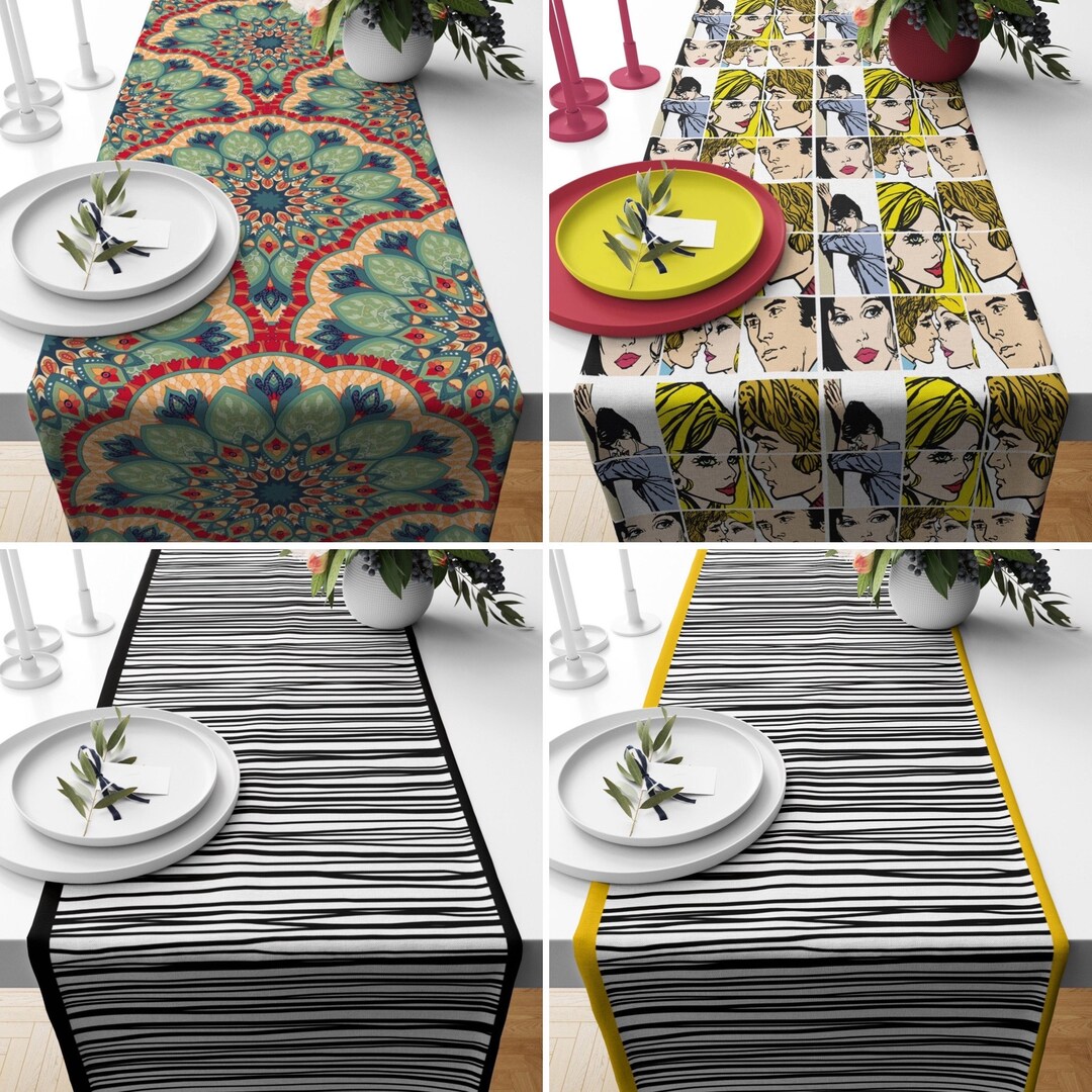 Decorative Runner, Modern Kitchen Table Runner, Striped and Pop Art ...