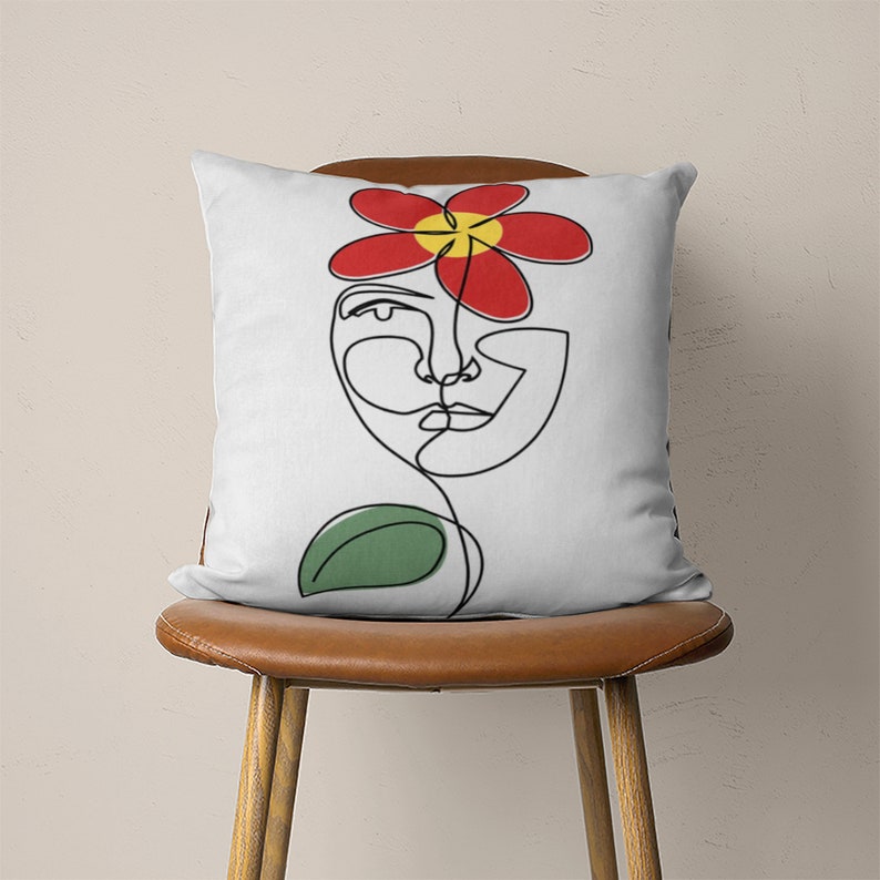 One Line Art Pillow Cover, Woman Portrait Cushion Cover, Abstract ...