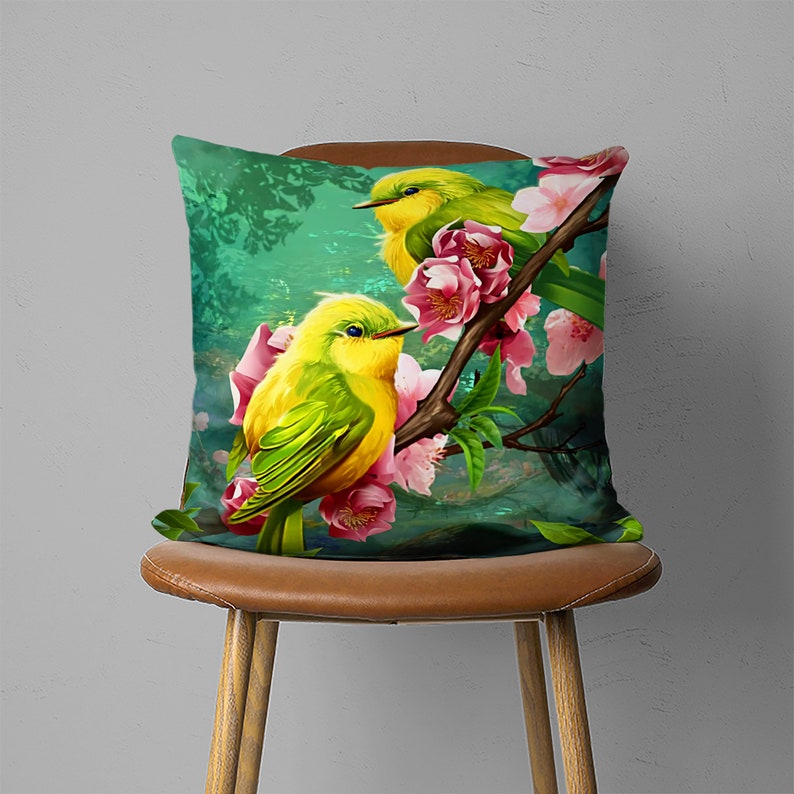 Vivid Parrot Design Pillow Case, Tropical Bird Cushion Cover, Vibrant ...