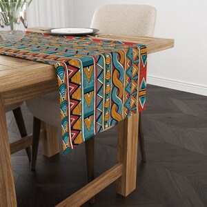 Colorful Tribal Table Runner, Aztec Print Ethnic Runner, Southwestern ...