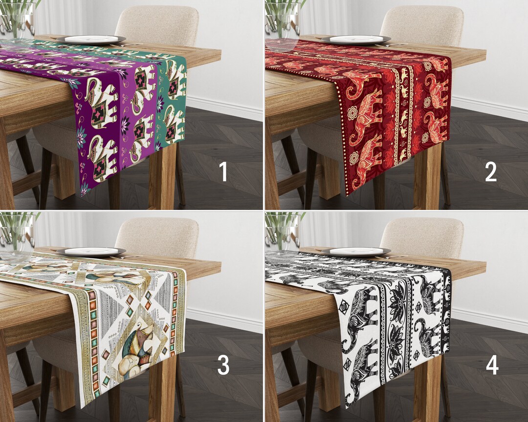Indian Style Boho Elephant Table Runner, Ethnic Bohemian Runners ...