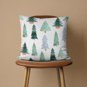 Pine Tree Cushion Cover, Xmas Trees Pillow Cover, Winter & Christmas ...