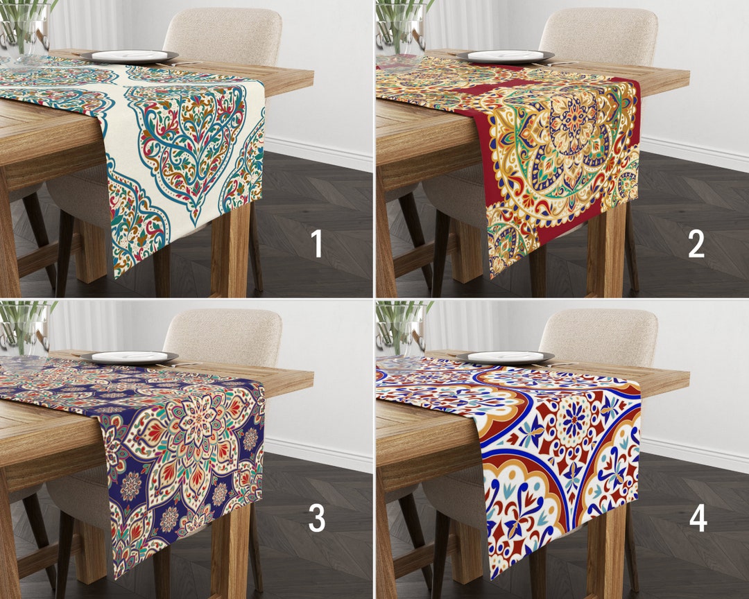 Islamic Motifs Table Runner, Ethnic Religious Boho Kitchen Runners ...