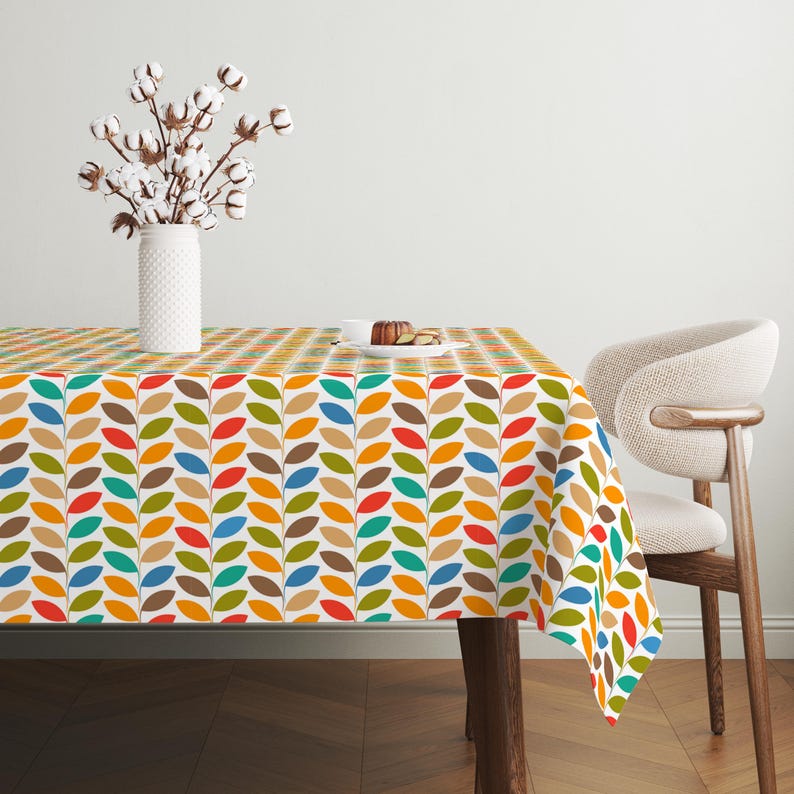 Colorful Mid Century Modern Tablecloth, Abstract Retro Geometric ...