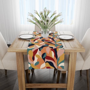 Abstract Colorful Table Runner, Modern Multicolored Custom Table Runner ...
