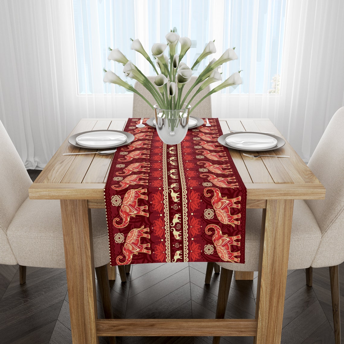 Indian Style Boho Elephant Table Runner Ethnic Bohemian - Etsy