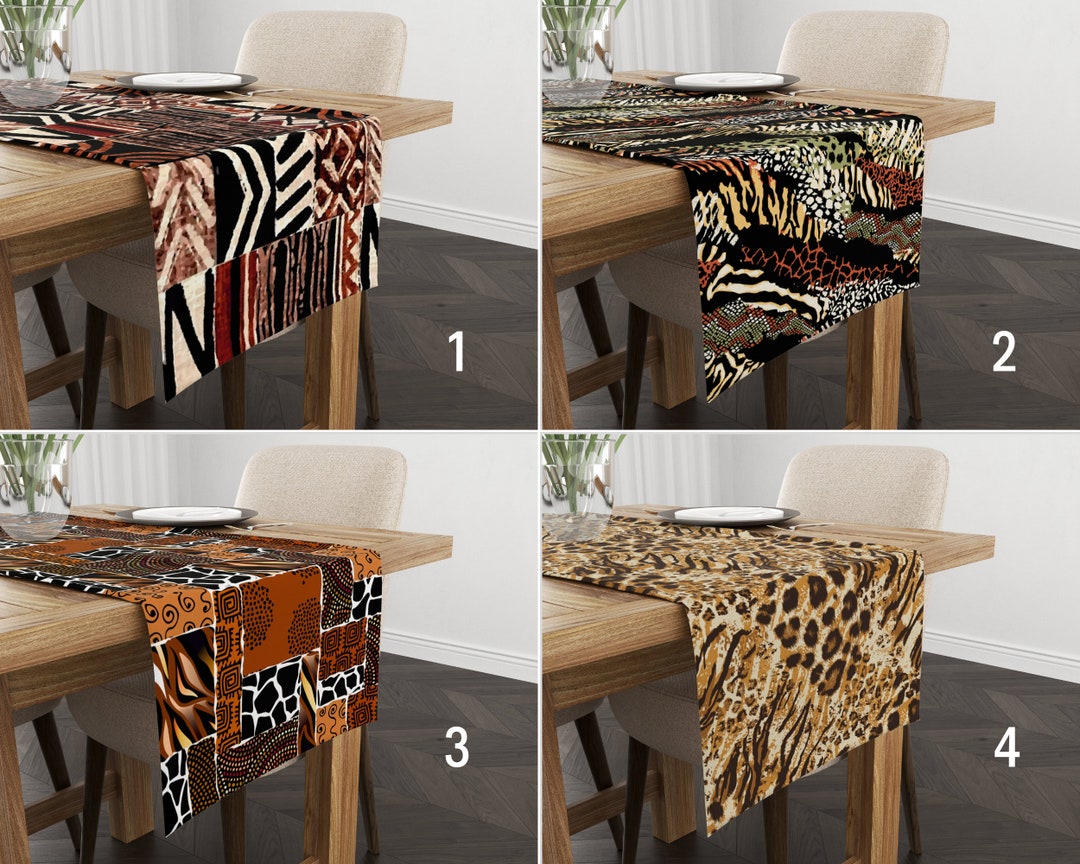 Animal Print Ethnic Table Runner, African Style Patchwork Looking ...