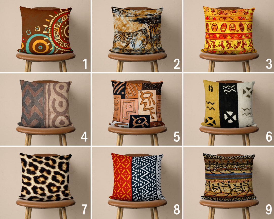 Ethnic African Style Pillow Cover, Mudcloth Looking Pillow Case, Black ...