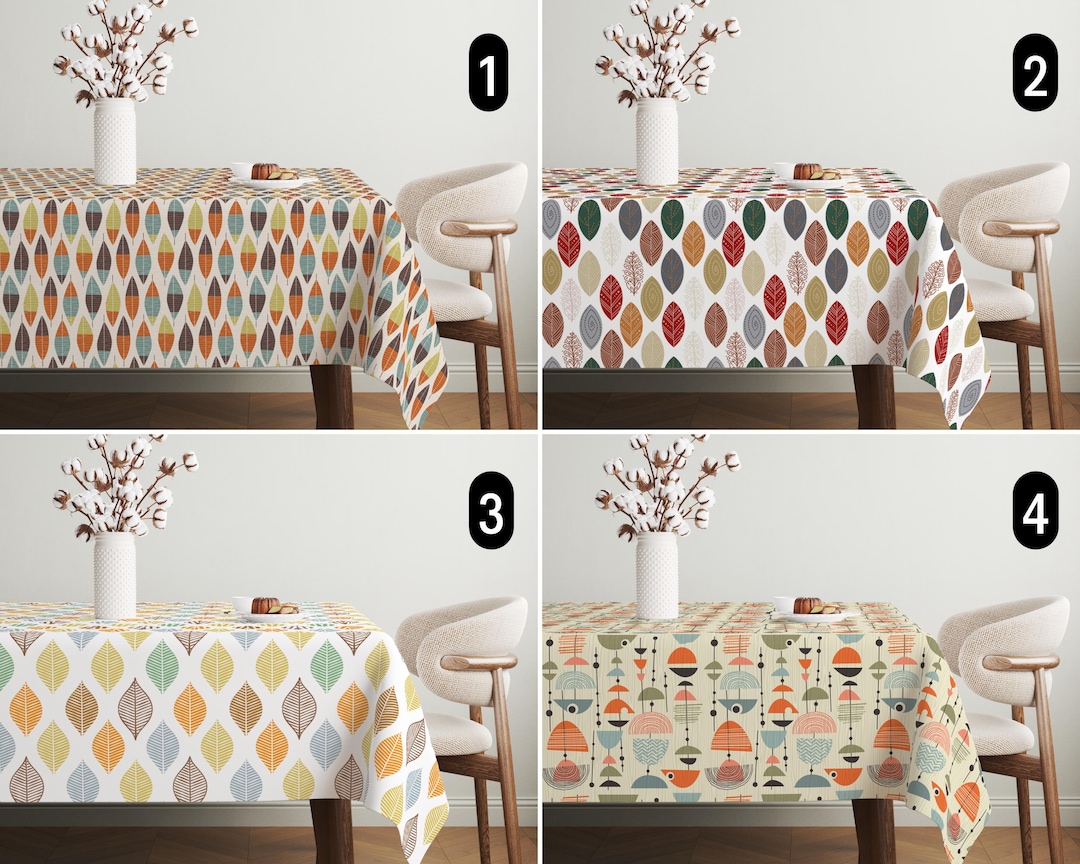 Mid Century Modern Tablecloth, Boho Abstract Retro Tablecloth ...