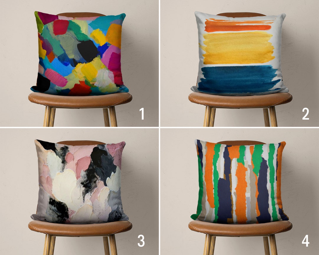Brush Stroke Design Pillow Cover, Abstract Painting Pillow Case ...