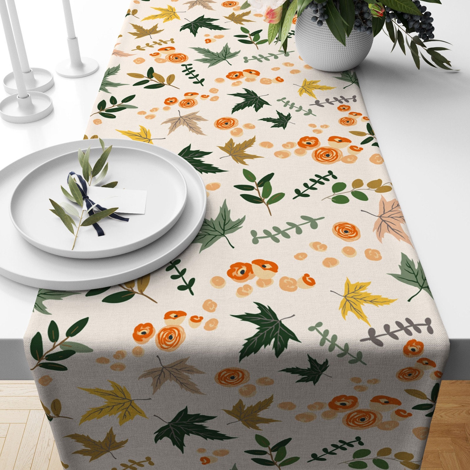 Autumn Leaves Table Runner Orange Farmhouse Runner Fall - Etsy