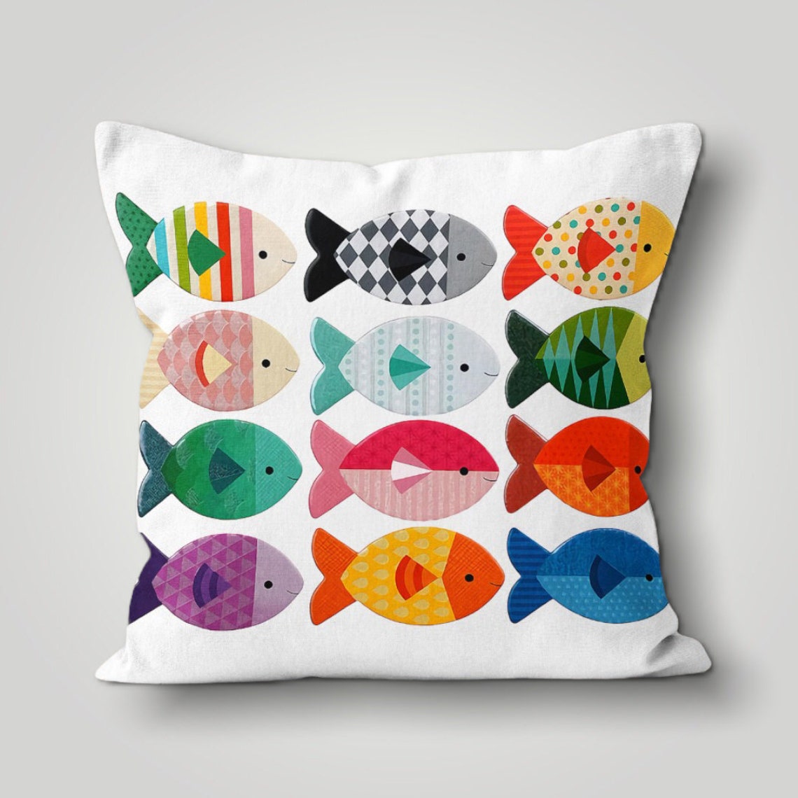 Colorful Fish Pillow Cover Blue Ocean Cushion Cover Nautical - Etsy
