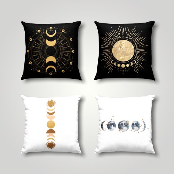 Boho Lunar Pillow Cover Moon Phases Pillow Case Celestial | Etsy