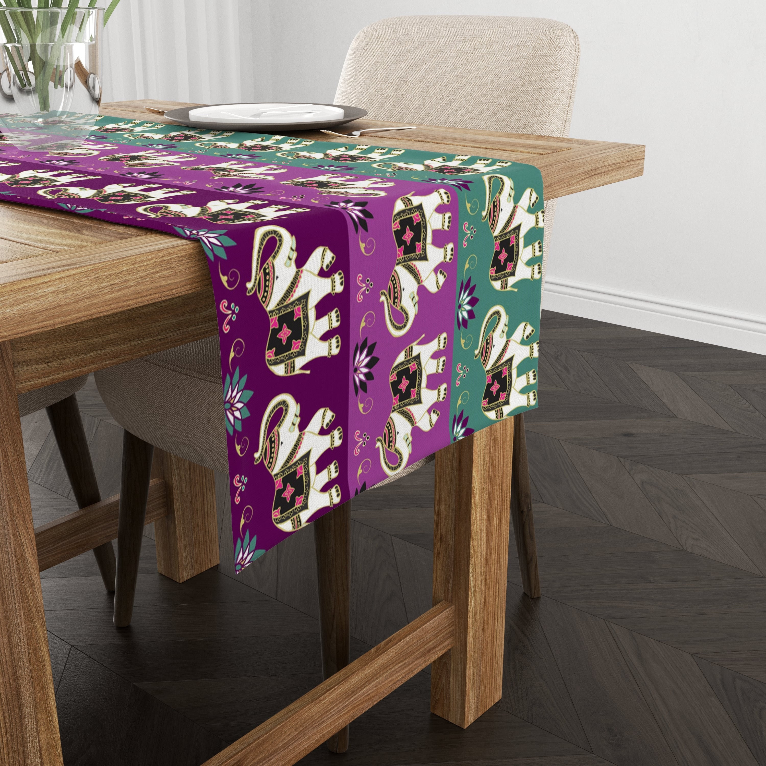Indian Style Boho Elephant Table Runner Ethnic Bohemian - Etsy