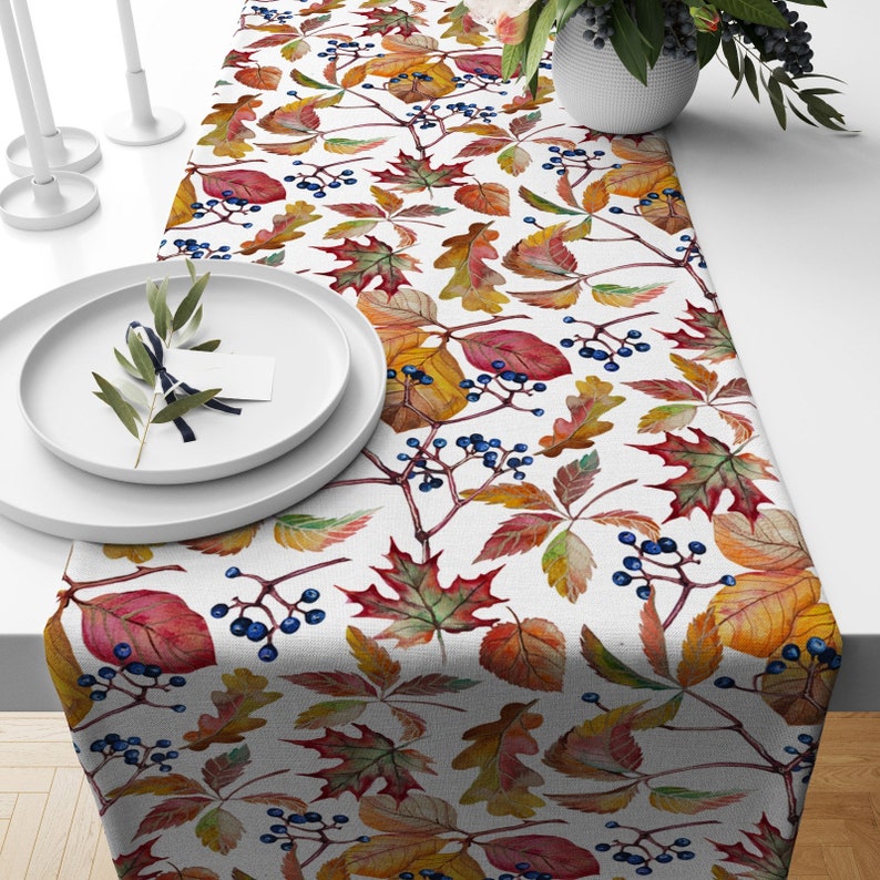 Autumn Leaves Table Runner Orange Farmhouse Runner Fall - Etsy