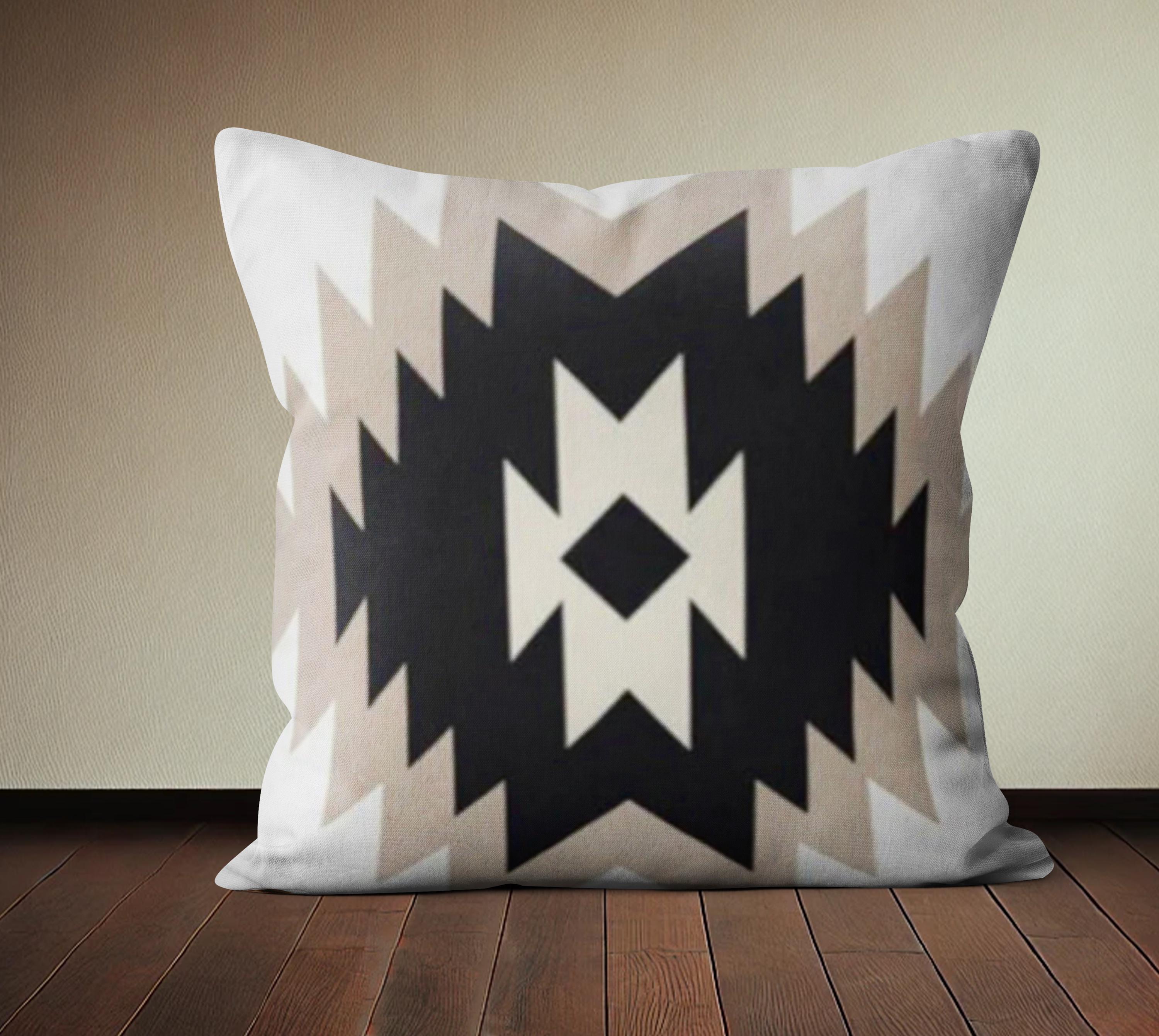 Aztec Throw Pillow Cover, Southwestern Kilim Design Black Brown Pillow ...
