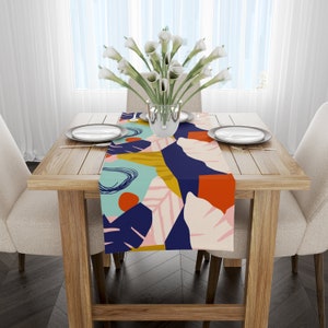 Abstract Colorful Table Runner, Modern Multicolored Custom Table Runner ...
