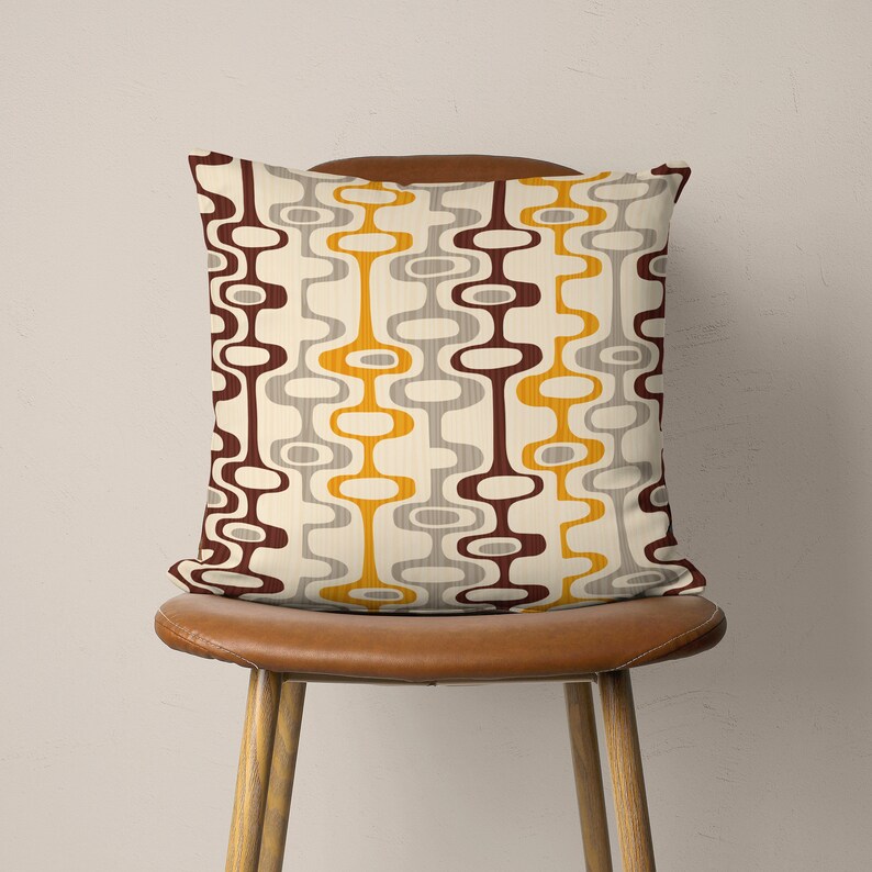 Mid Century Modern Pillow Case, Retro Style Pillow Cover, Brown Blue ...