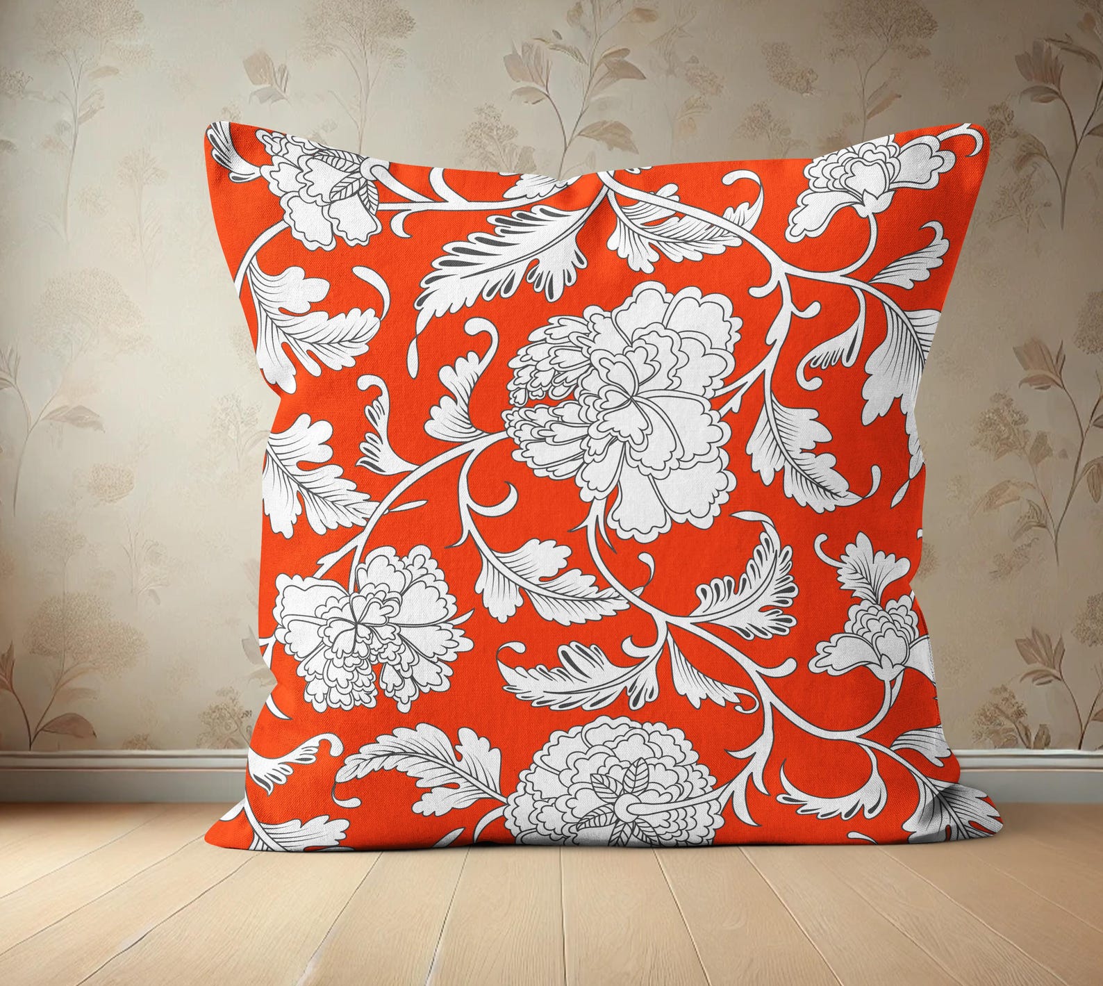 Ornate Vintage Floral Pillow Cover, Classic Traditional Flower Design ...