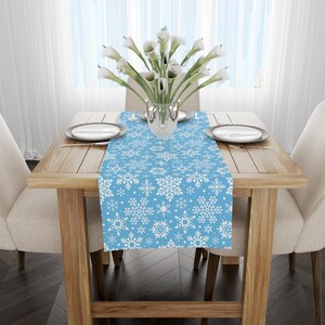 Snowflakes Table Runner, Blue & White Winter Runner, Christmas ...