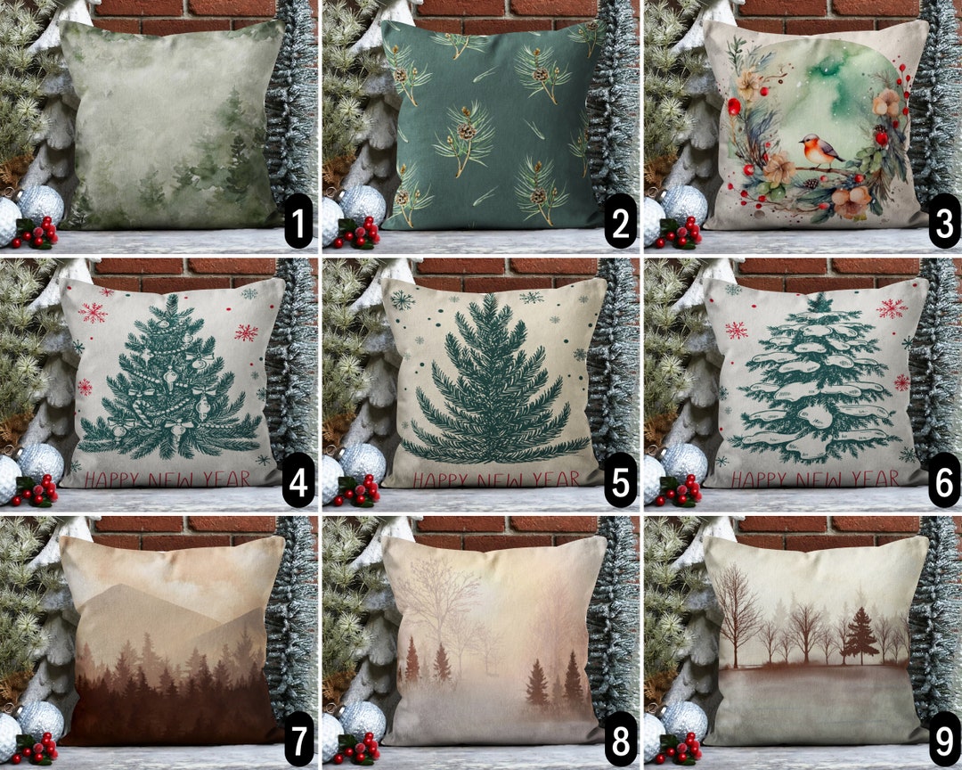 Pine Tree Forest Pillow Cover, Pine Woods Throw Pillow Cover, Winter ...