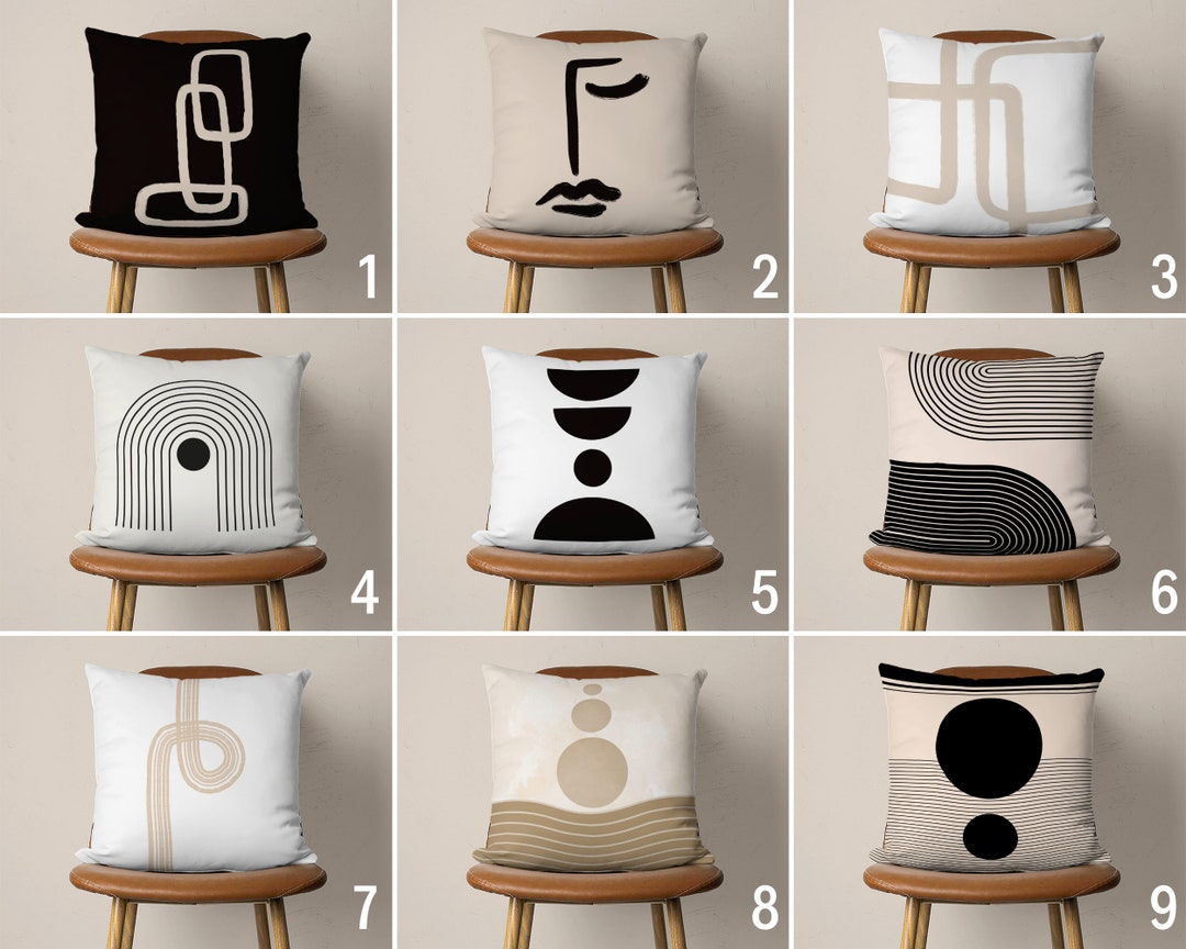 Abstract Minimalist Pillow Case, Mid Century Modern Pillow Cover, Black ...