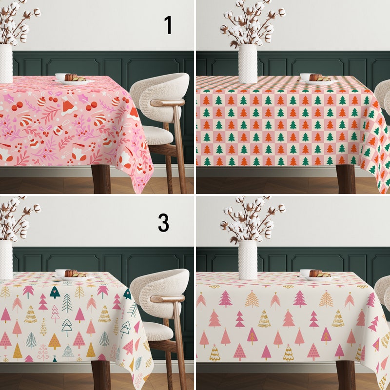 Pink Holiday Table Cover - Etsy
