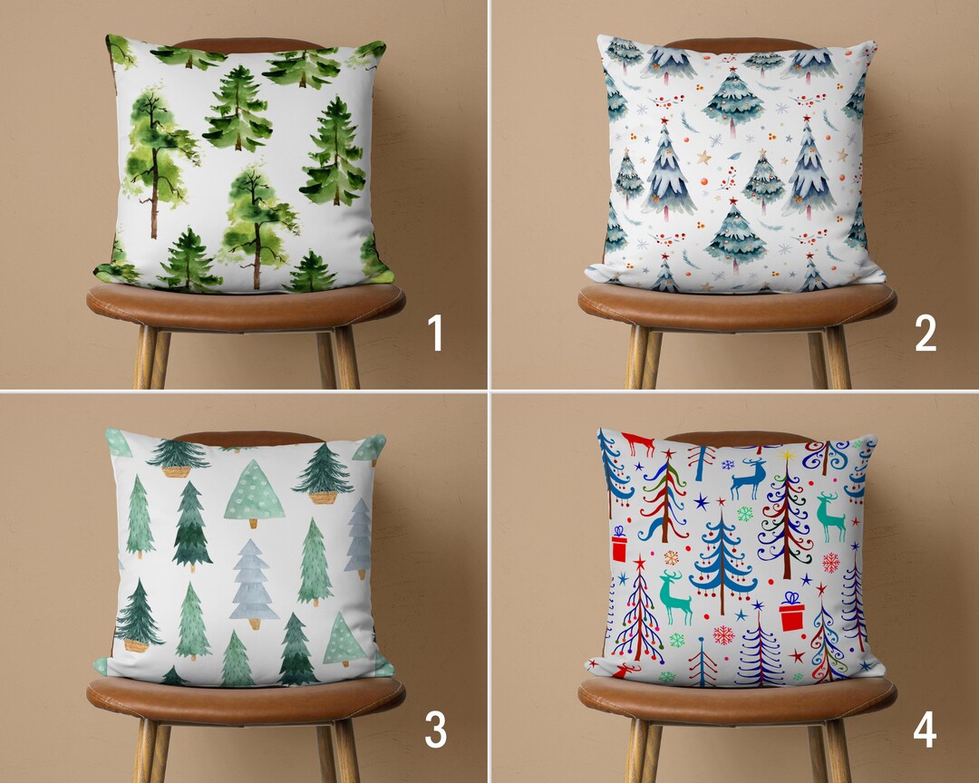 Pine Tree Cushion Cover, Xmas Trees Pillow Cover, Winter & Christmas ...