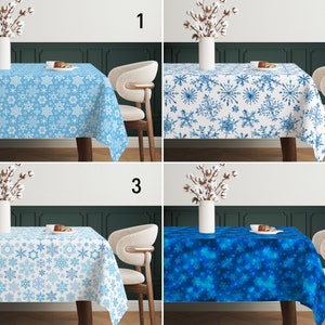 Blue Snowflake Design Tablecloth, Winter Tablecloth, Christmas Home ...