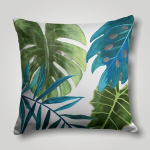 Blue & Green Tropical Leaves Pillow Covers Botanical Pillow - Etsy