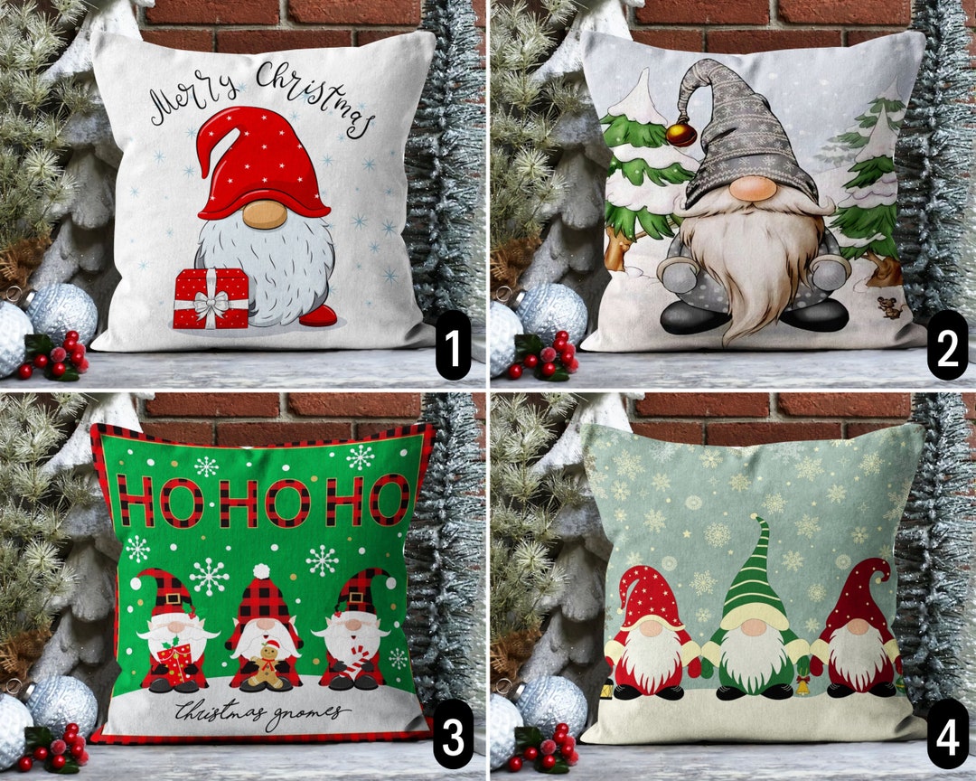 Cute Christmas Gnomes Throw Pillow Cover, Winter Gnomes Pillow Case ...
