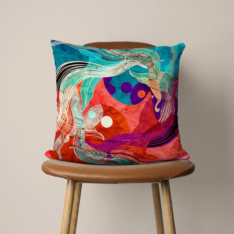 Vivid Abstract Colorful Pillow Case, Bright Vibrant Multicolor Pillow ...