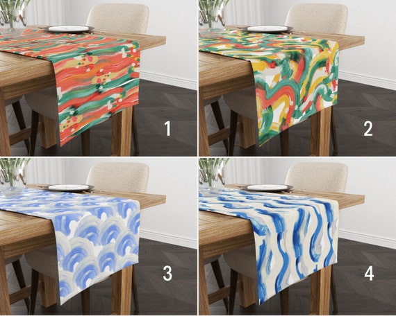 Abstract Art Runner Modern Table Runner Colorful Tablecloth | Etsy