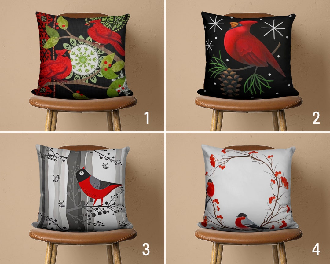 Red Birds Pillow Cover, Cardinal Cushion Cover, Animal Pillow Case ...