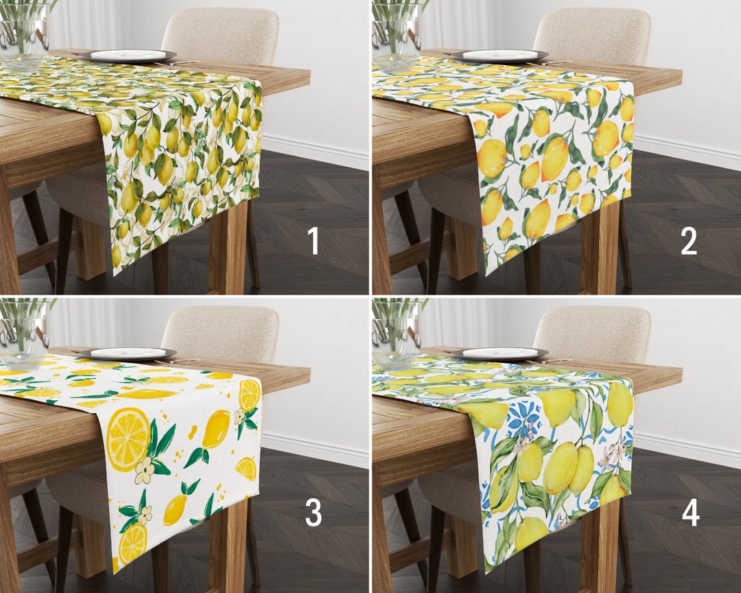 Lemon Tree Branch Table Runner, Yellow Green Summer Table Runner, Lemon ...
