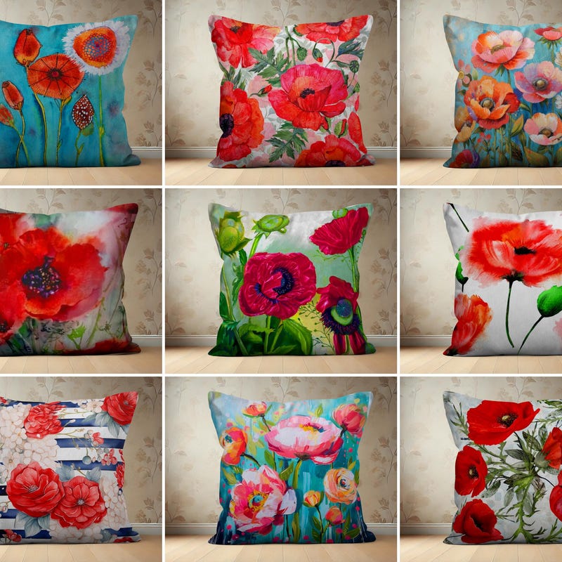 Poppy Pillows - Etsy