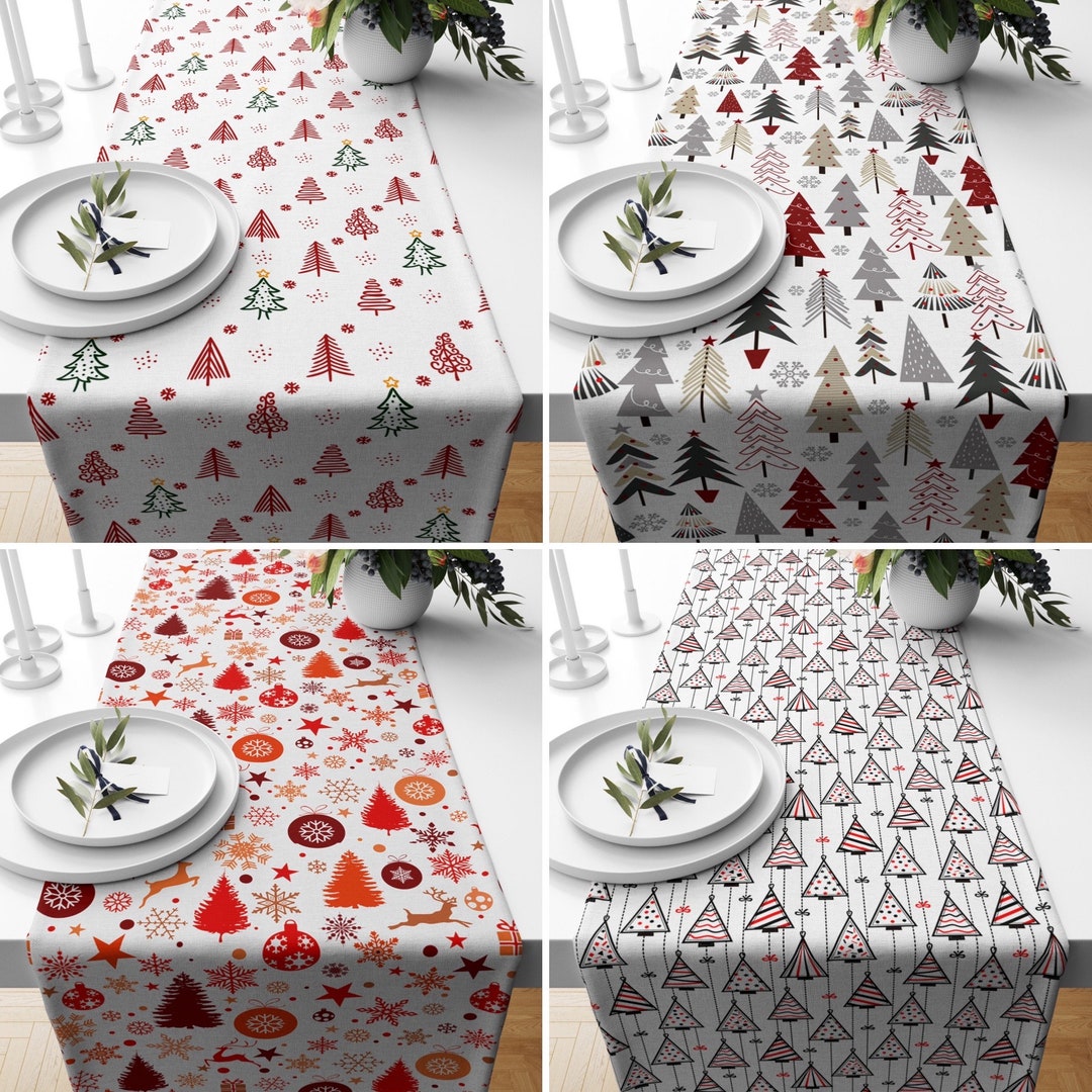 Christmas Tree Table Runner, Winter Kitchen Runner, Pine Tree ...