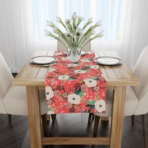 Flower Design Table Runner, Floral Boho Runner, Multi Colored Bohemian ...