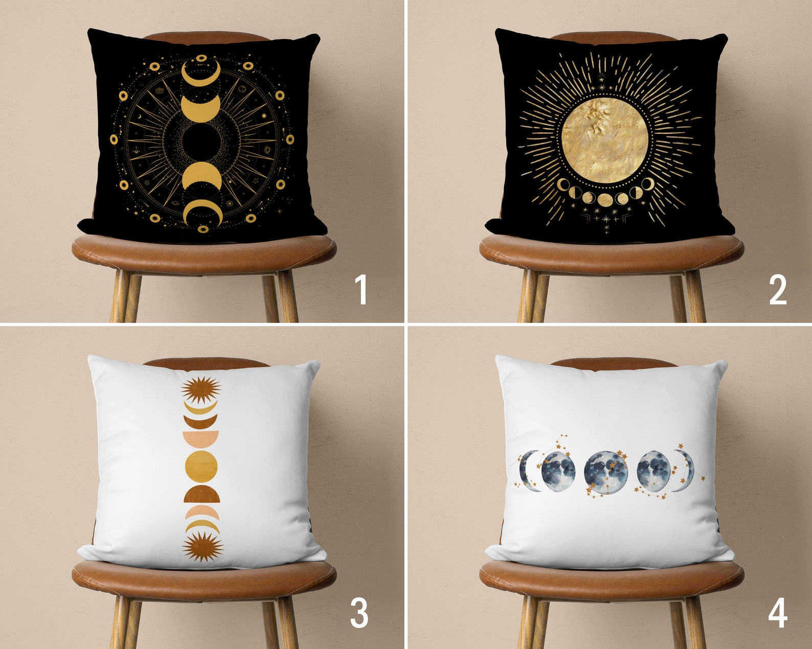 Boho Lunar Pillow Cover, Moon Phases Pillow Case, Celestial Cushion ...