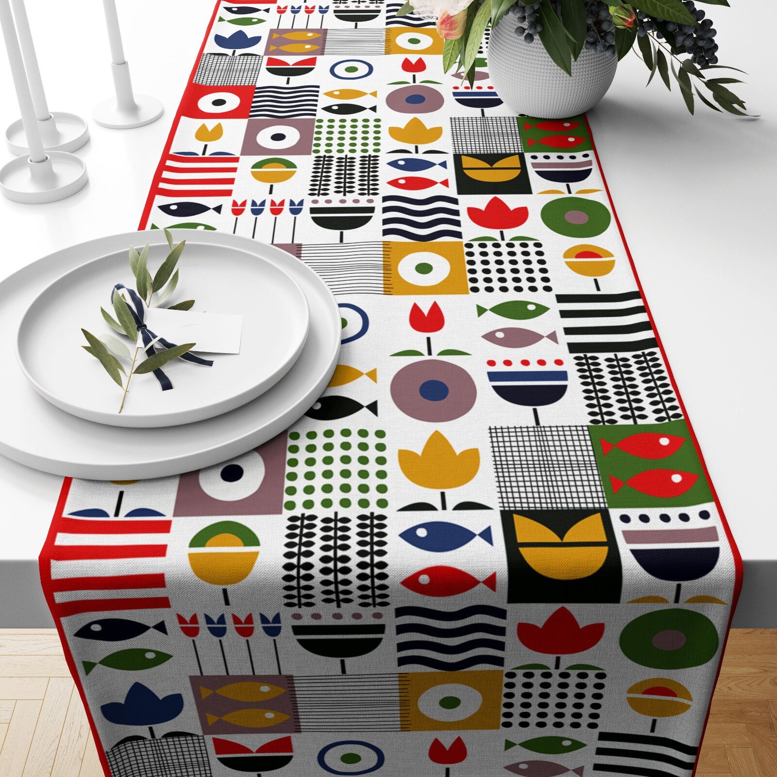 Cotton Table Runner Modern Kitchen Runner Dining Room - Etsy UK