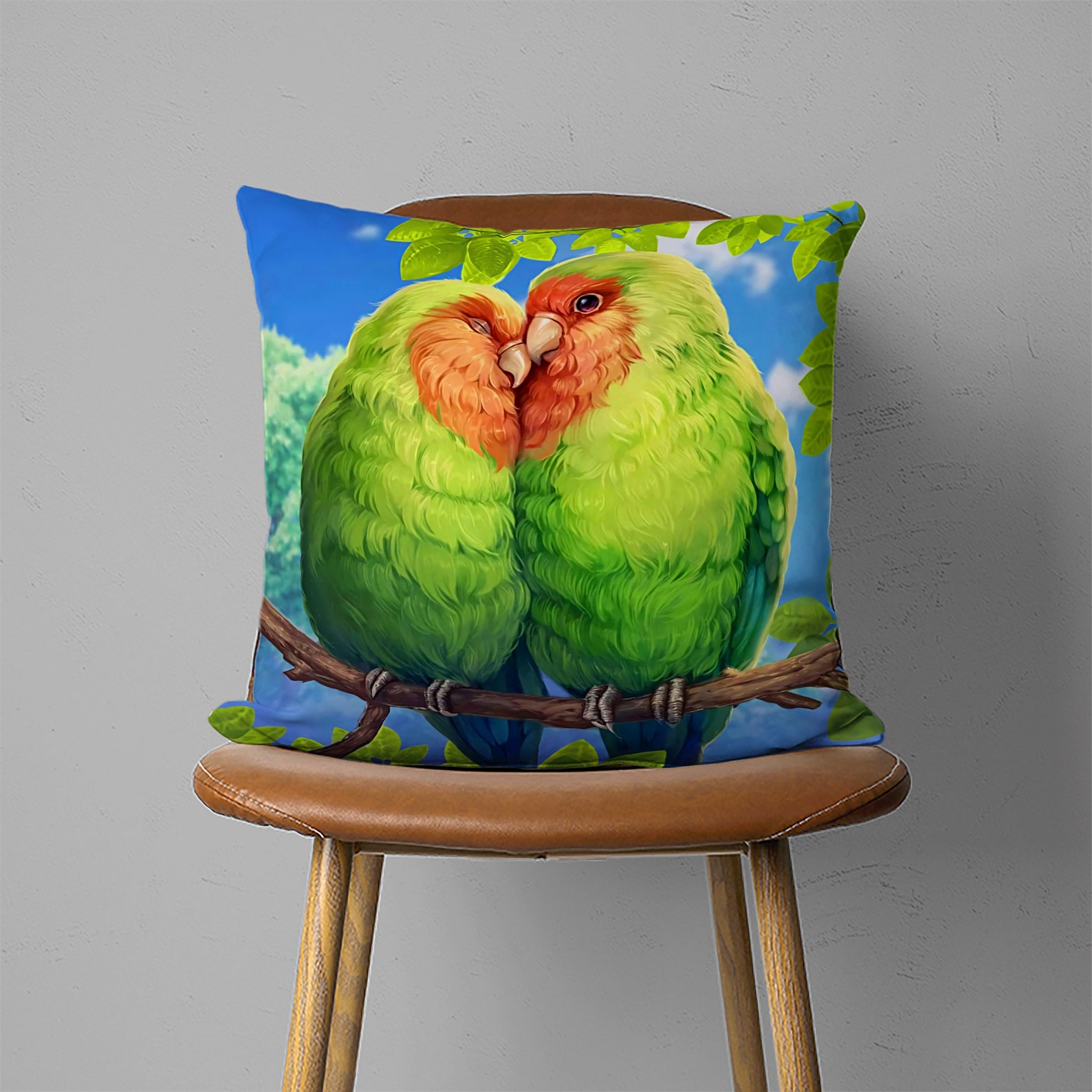 Vivid Parrot Design Pillow Case, Tropical Bird Cushion Cover, Vibrant ...