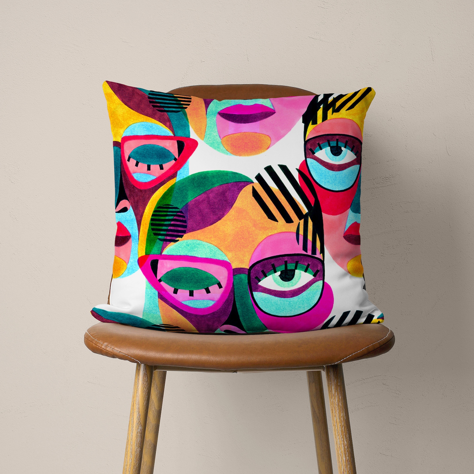 Vivid Abstract Colorful Pillow Case, Bright Vibrant Multicolor Pillow ...