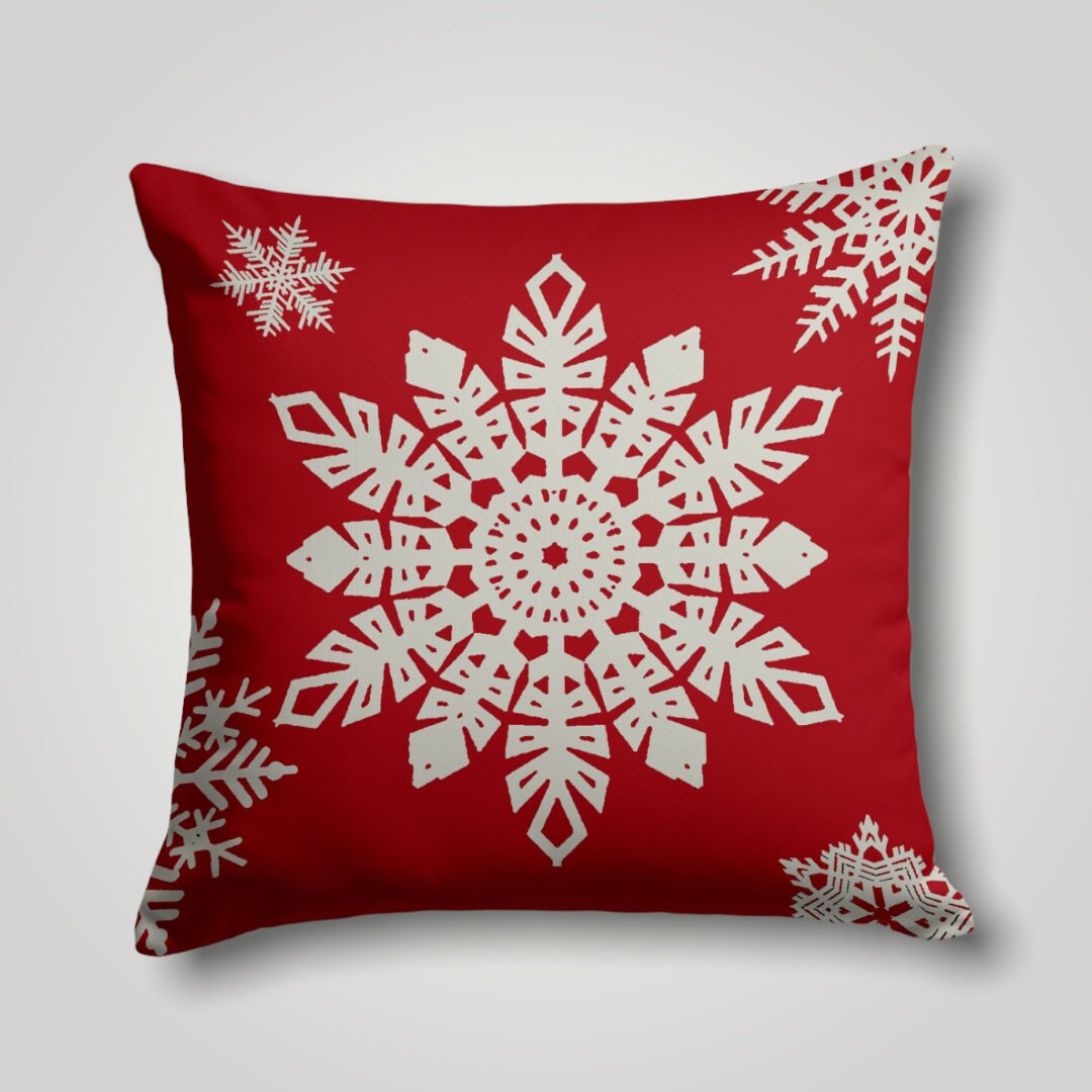 Snowflake Pillow Cover Red Winter Pillow Case Christmas - Etsy