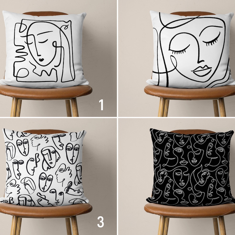 Abstract Line Art Cushion - Etsy