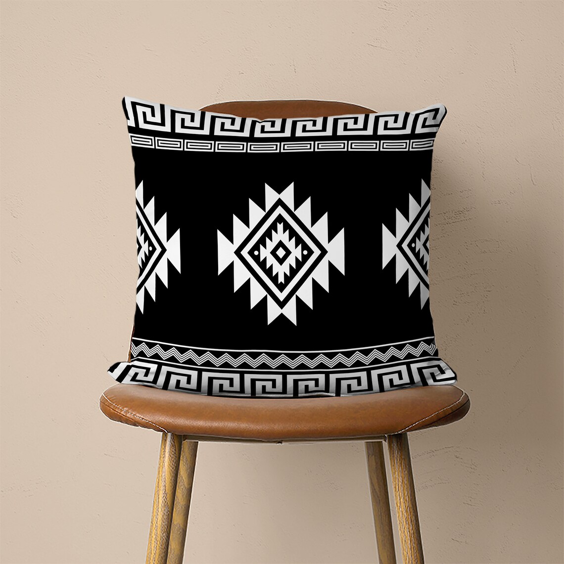 Aztec Pattern Pillow Cover, Tribal Black & White Pillow Case ...