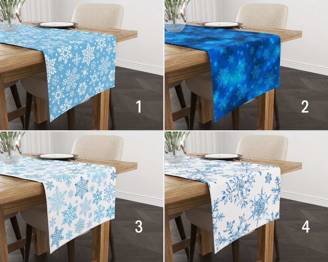 Snowflakes Table Runner, Blue & White Winter Runner, Christmas ...