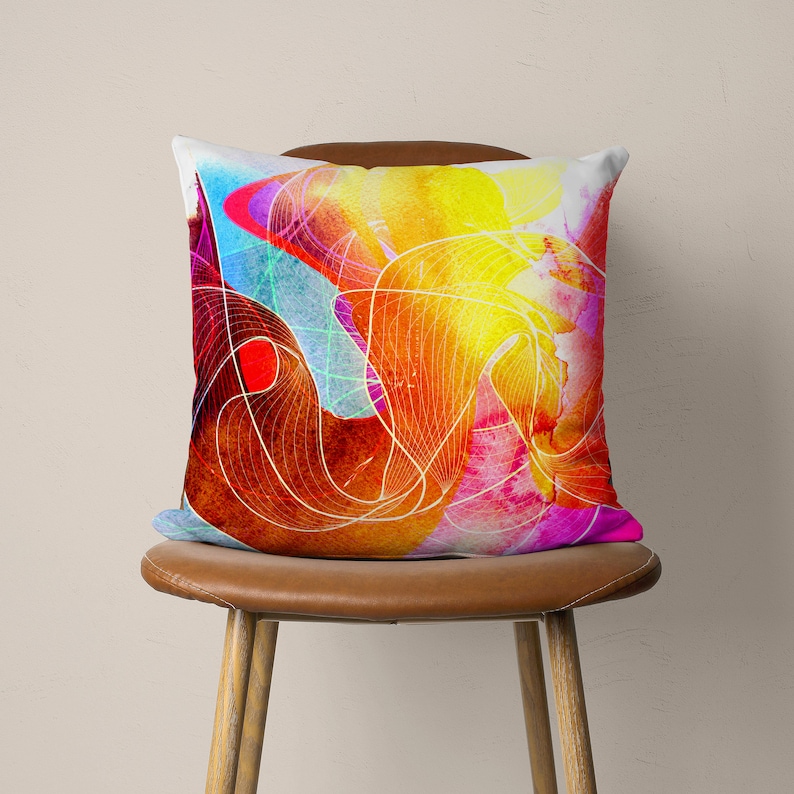 Vivid Abstract Colorful Pillow Case, Bright Vibrant Multicolor Pillow ...